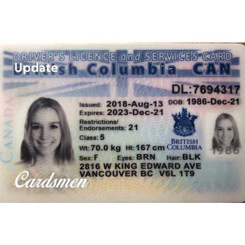 British Columbia Fake ID - Get Scannable Fake Driver License at Cardsmen
